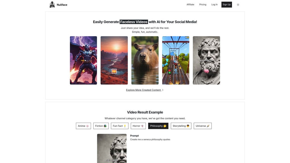 Nullface para Generador y editor de vídeo con IA: evaluación ...