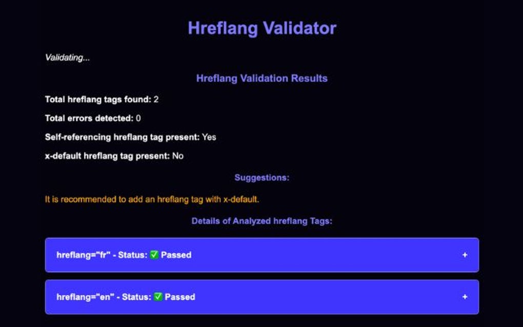 Hreflang Validator สำหรับ Google Chrome - ส่วนขยาย ดาวน์โหลด