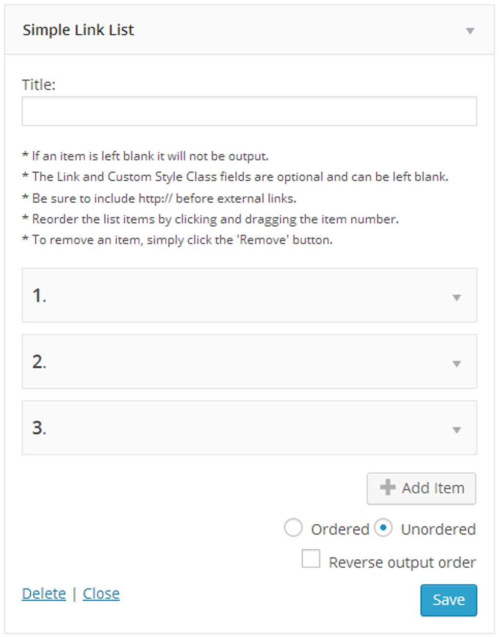 Simple Link List Widget para WordPress - Descargar