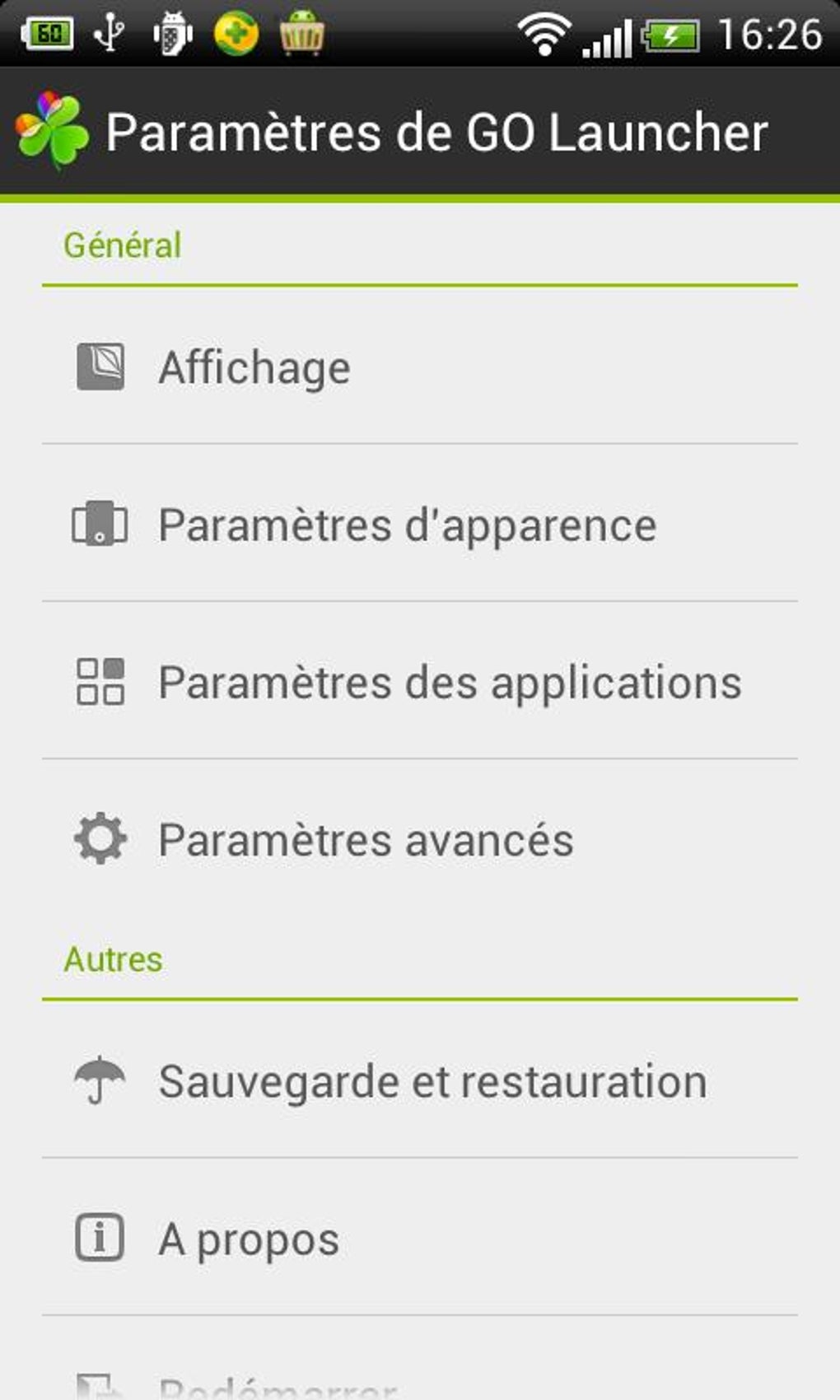 GO LauncherEX French language APK for Android - Download
