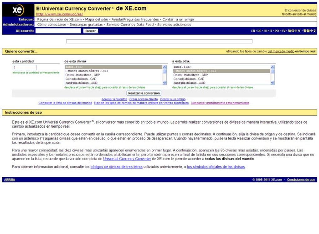 XE Conversor de Divisas Online
