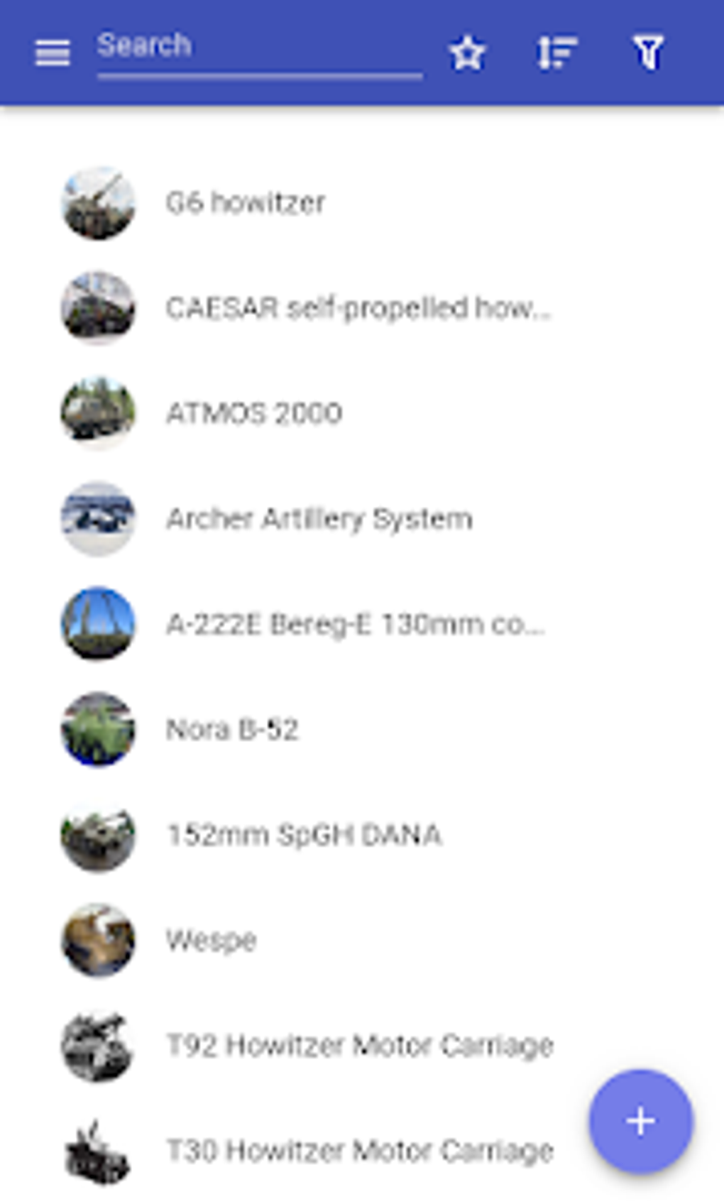 Self-propelled howitzers para Android - Download