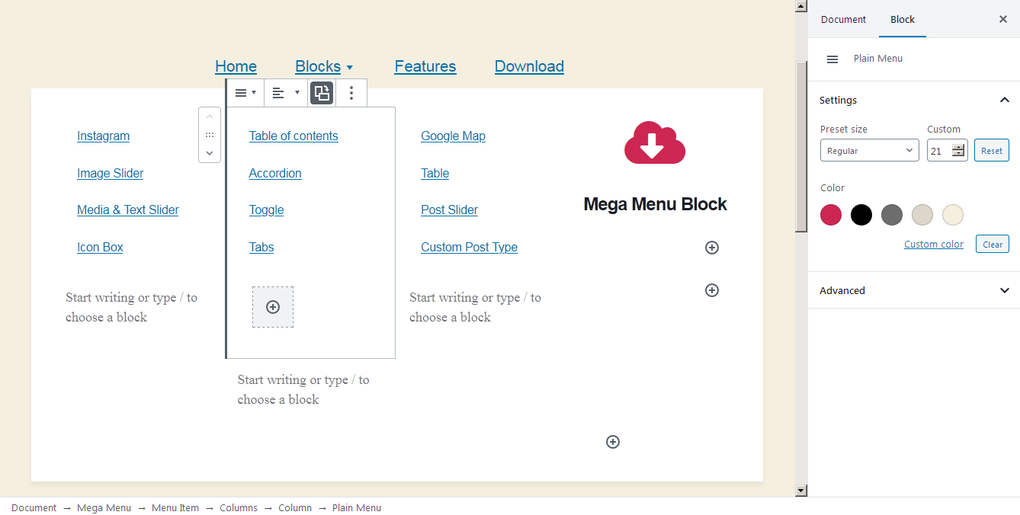 WordPress Mega Menu Block (WordPress) - Download
