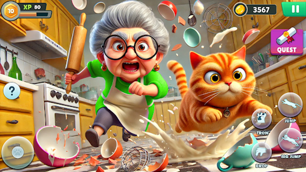 Android 용 Angry Gran VS Naughty Cat Sim - 다운로드