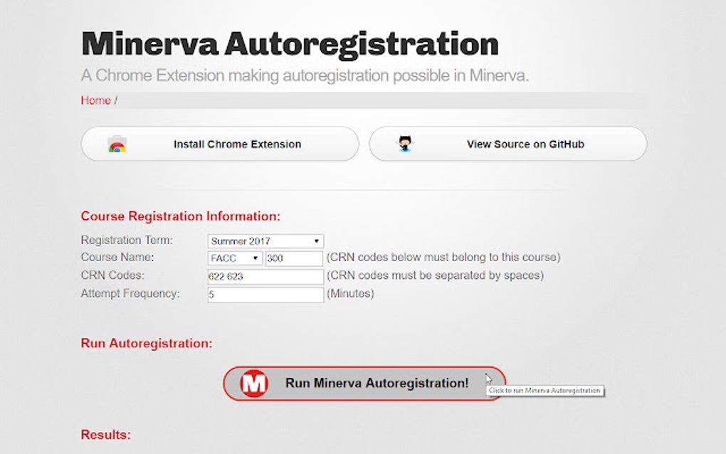 Minerva Autoregistration for Google Chrome - Extension Download