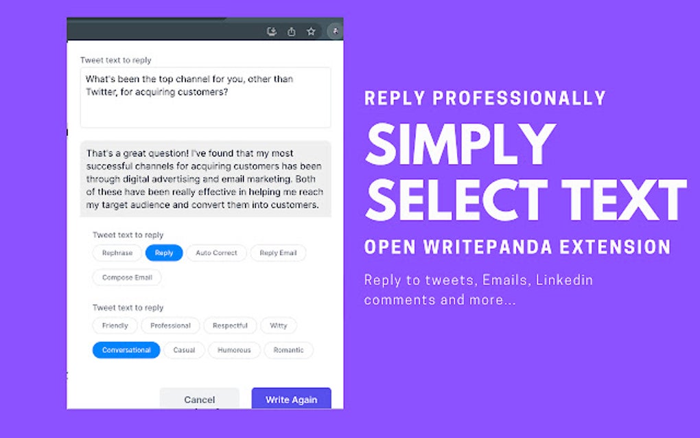 WritePanda - AI Google Chrome 용 - 확장 프로그램 다운로드