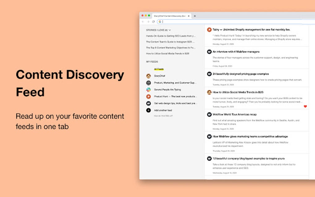 Content Discovery Feed Google Chrome 용 - 확장 프로그램 다운로드