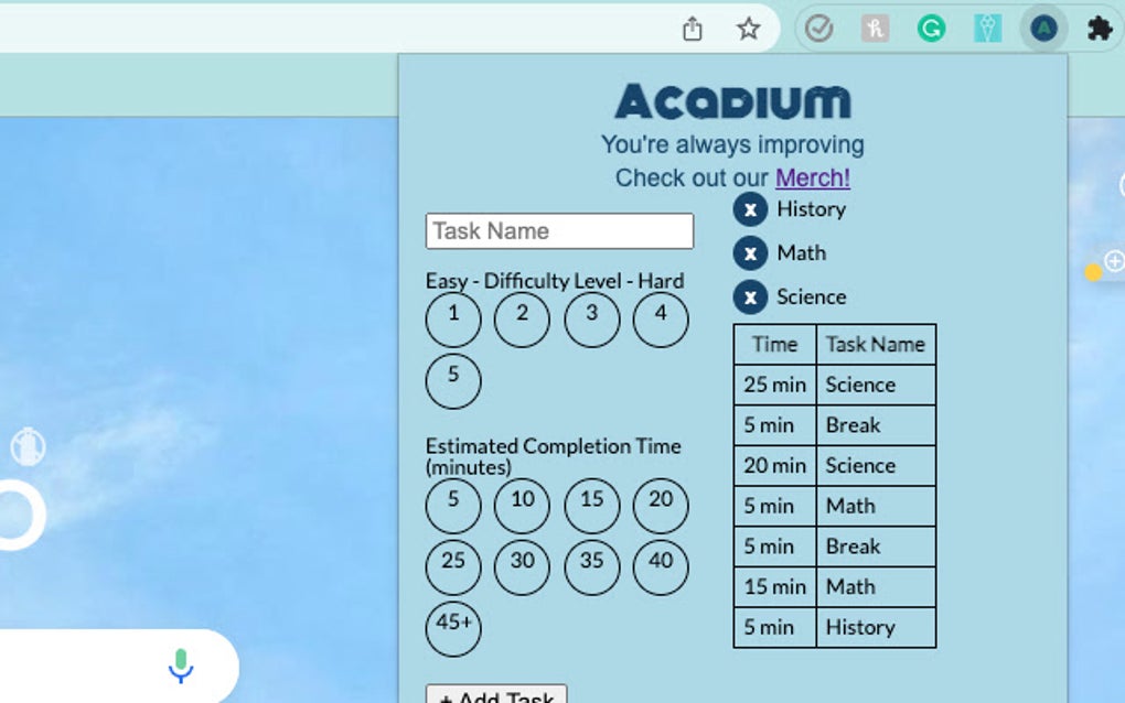Acadium for Google Chrome - Extension Download
