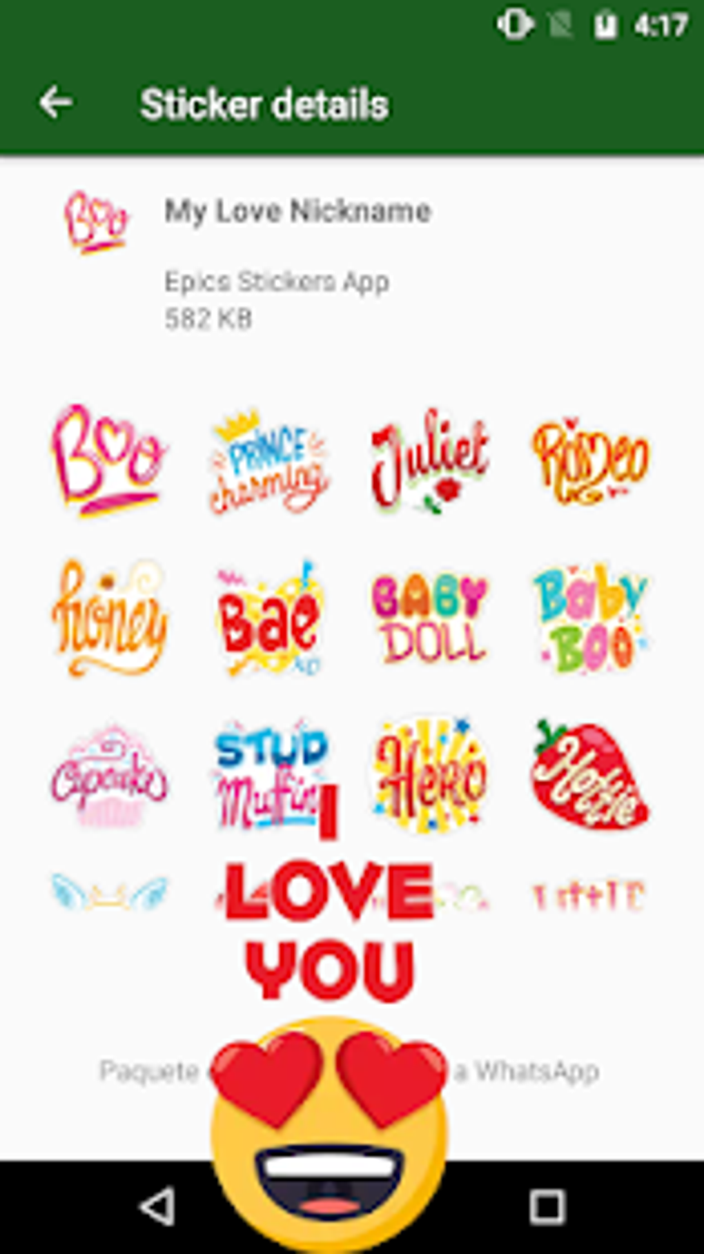 ANIMATED WAstickerApps I love you Stickers para Android - Descargar