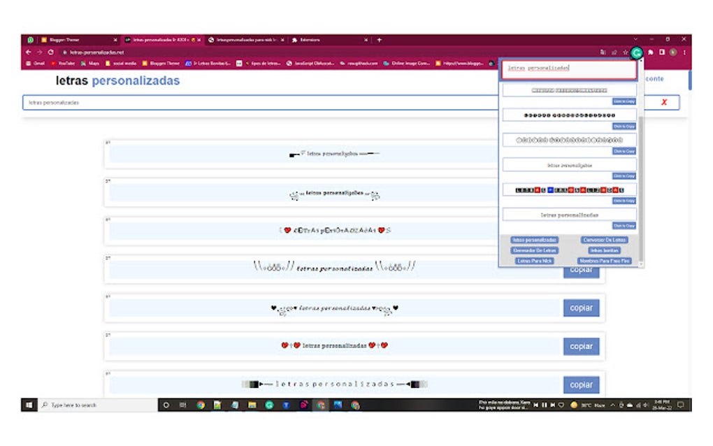 letras personalizadas para Google Chrome - Extensão Download