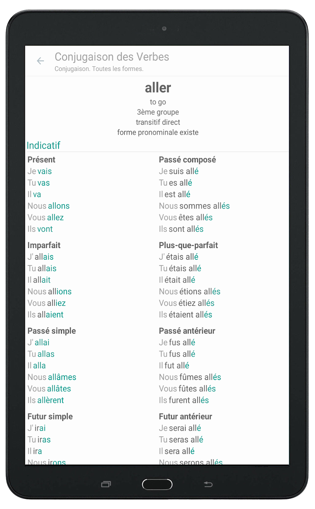 Conjugation Of French Verbs Learn French Verbs APK Android Conjugation Of French Verbs Learn French Verbs APK Android