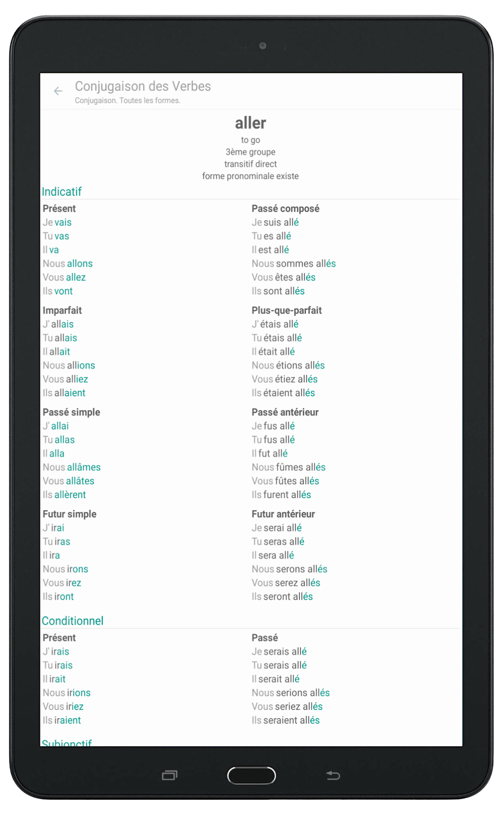 Conjugation Of French Verbs Learn French Verbs APK Android Conjugation Of French Verbs Learn French Verbs APK Android