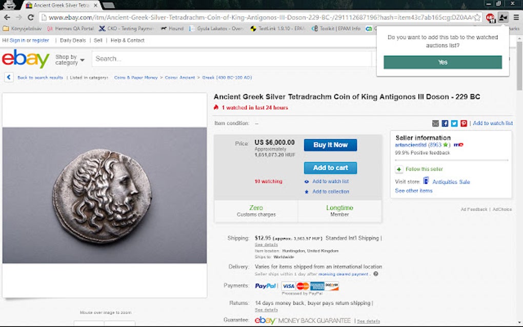bid-Watcher Extension para Google Chrome - Extensión Descargar