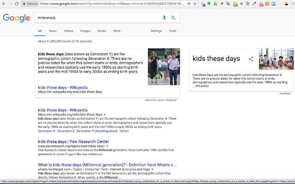 Millennials to kids these days for Google Chrome - Extension Download