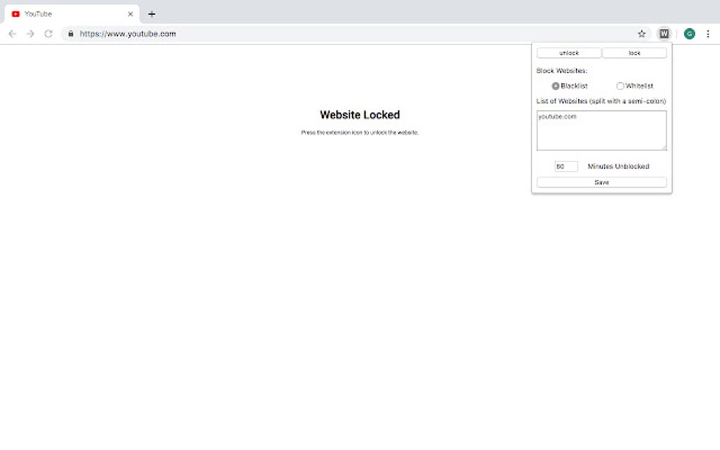 Website Locker Google Chrome için - Eklenti İndir