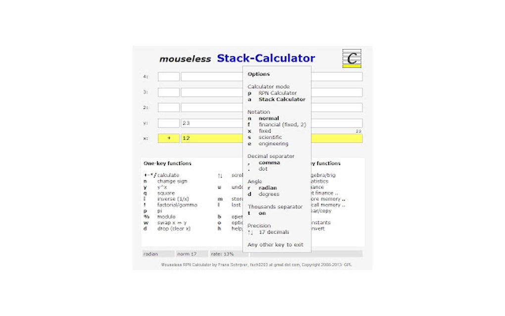 Mouseless Stack-Calculator Ext Google Chrome 용 - 확장 프로그램 다운로드