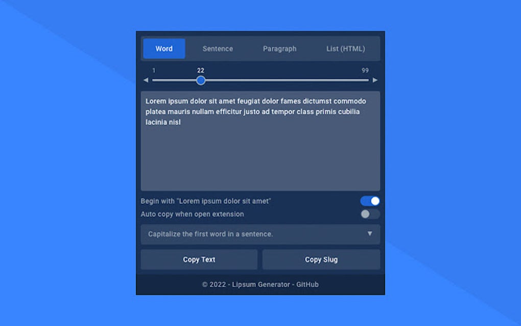 Lipsum Generator Google Chrome 용 - 확장 프로그램 다운로드