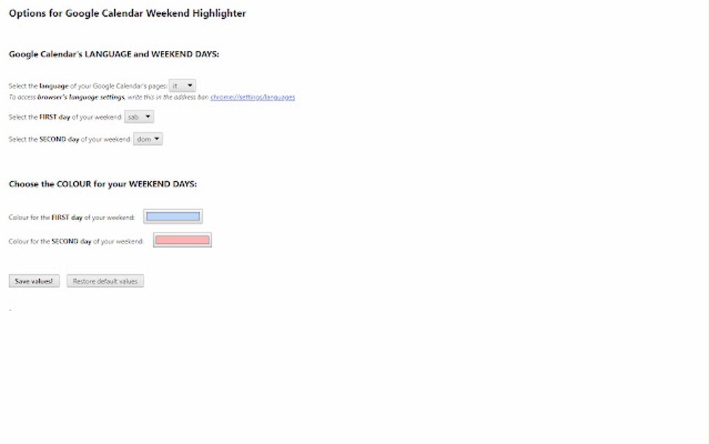 Google Calendar Weekend Highlighter for Google Chrome - Extension Download
