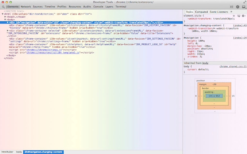 Rainbow DevTools Theme cho Google Chrome - Tiện ích mở rộng Tải về