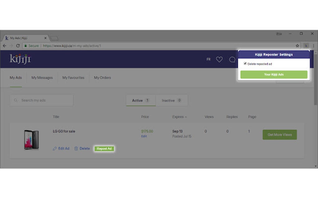 Kijiji Reposter Google Chrome için - Eklenti İndir