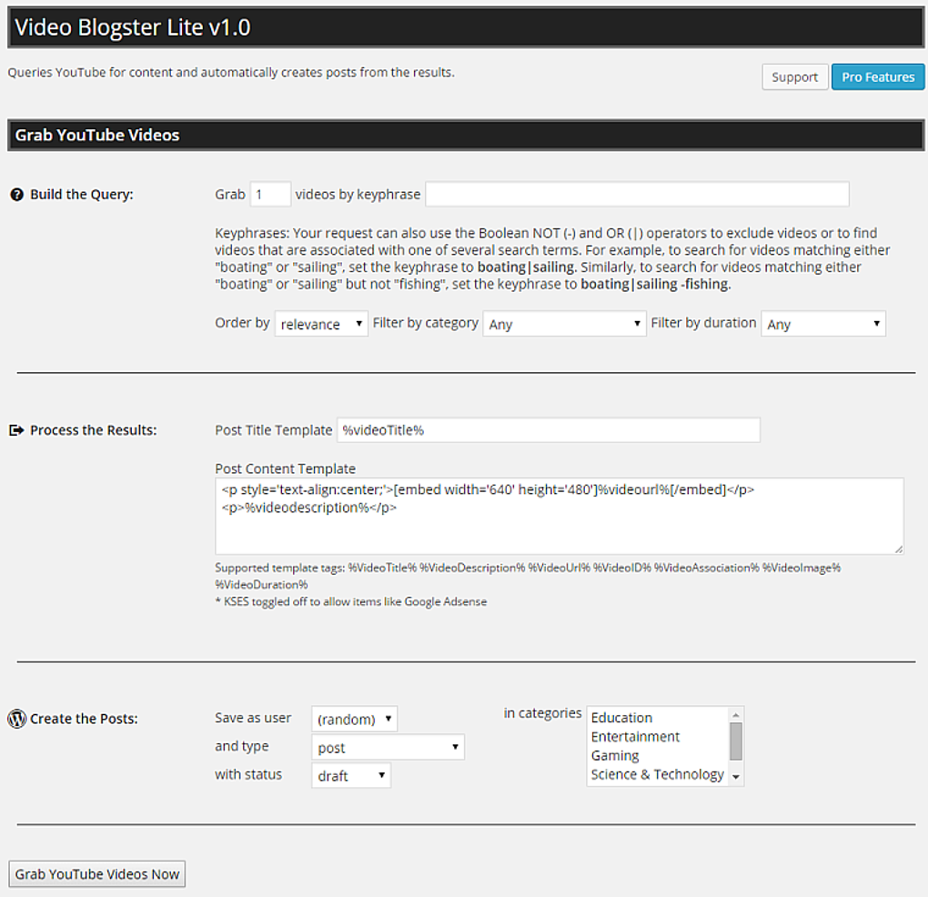 Video Blogster Lite for WordPress - Download