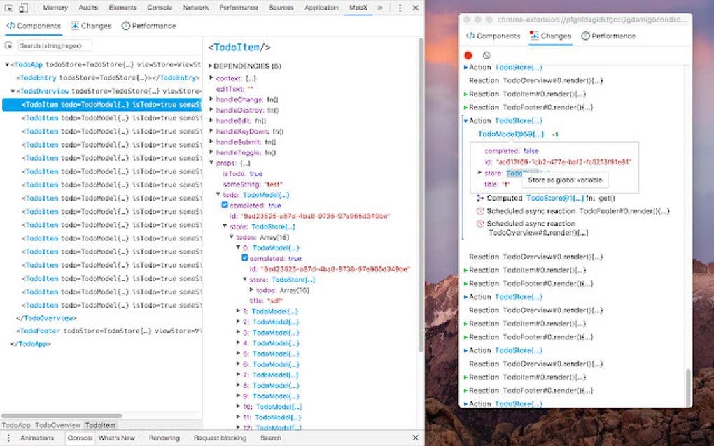 MobX Developer Tools สำหรับ Google Chrome - ส่วนขยาย ดาวน์โหลด