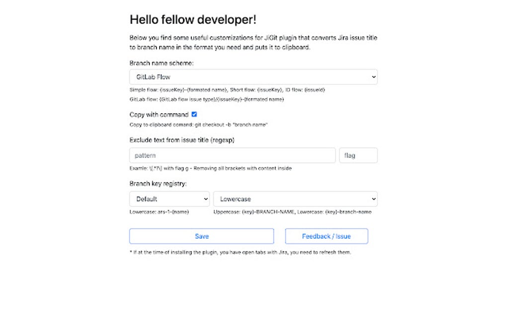 JiGit - Jira issue title to branch name for Google Chrome - Extension Download