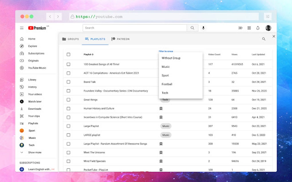 PocketTube: Youtube PlayList Manager for Google Chrome - Extension Download
