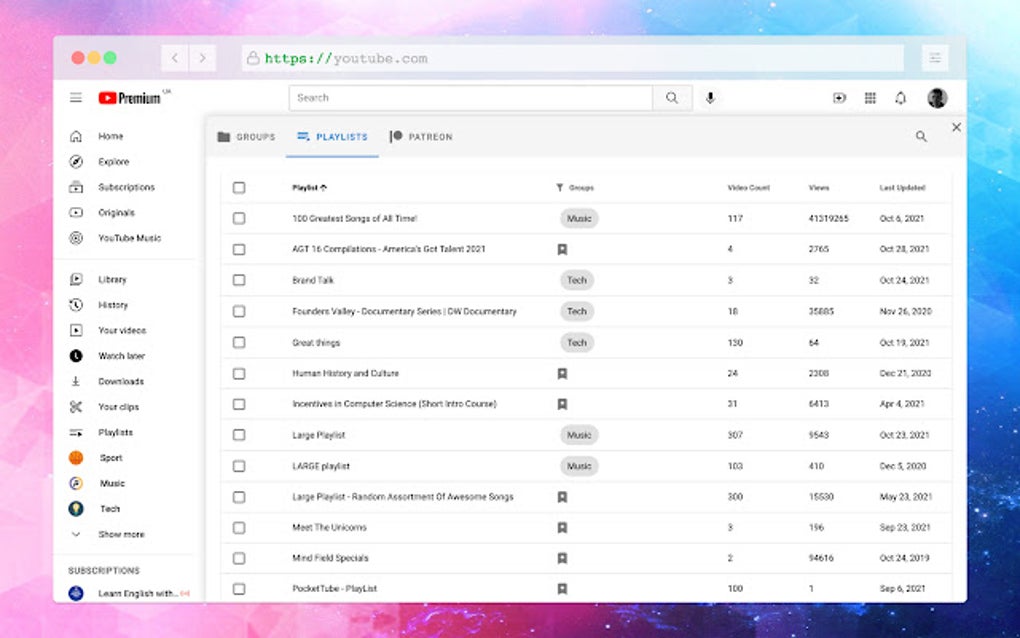 PocketTube: Youtube PlayList Manager for Google Chrome - Extension Download