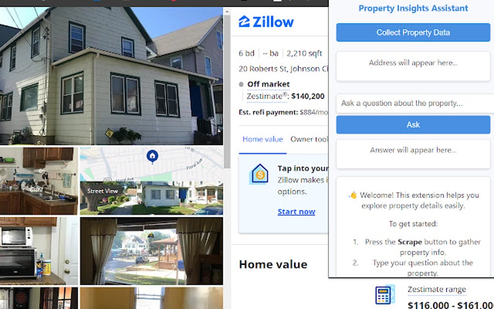 Zillow Page Summarizer สำหรับ Google Chrome - ส่วนขยาย ดาวน์โหลด