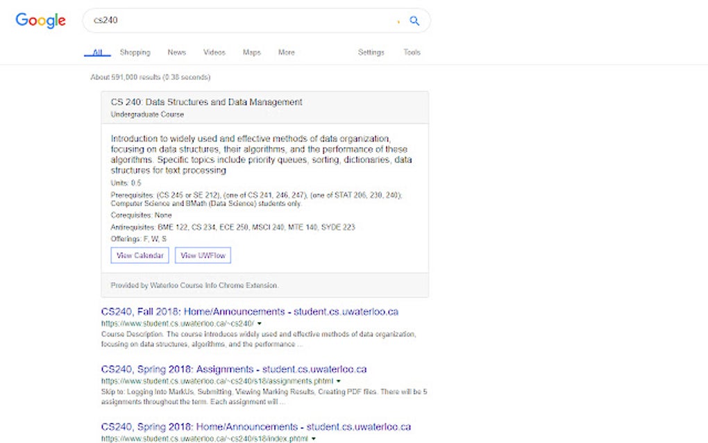 UWaterloo Course Info para Google Chrome - Extensión Descargar