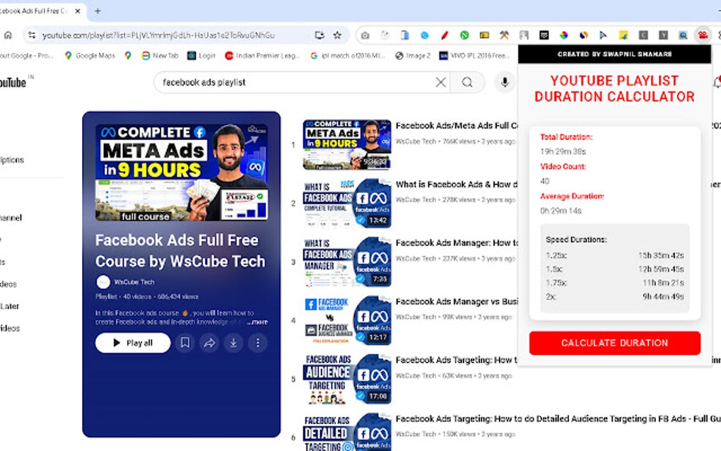 YouTube Playlist Duration Calculator para Google Chrome - Extensión Descargar