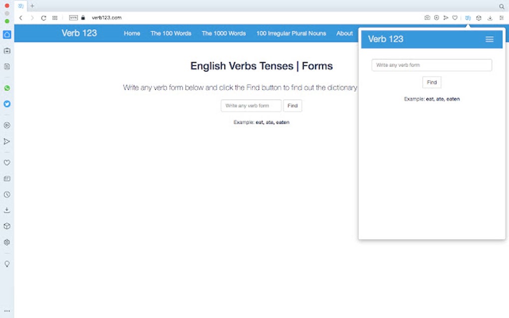 Verb123 | English Verbs Tenses for Google Chrome - Extension Download