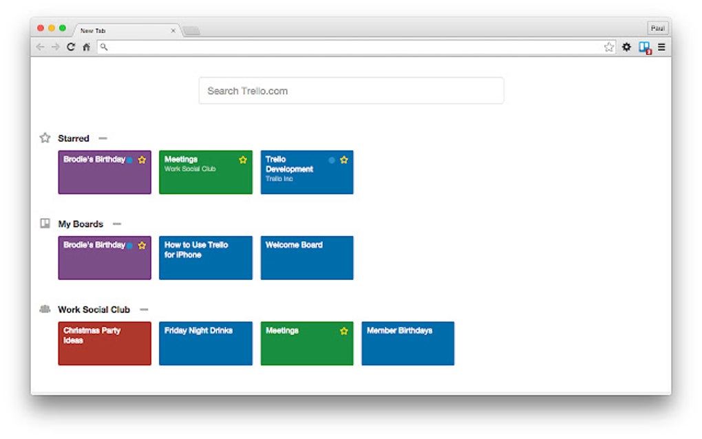 New Tab Page for Trello per Google Chrome - Estensione Download