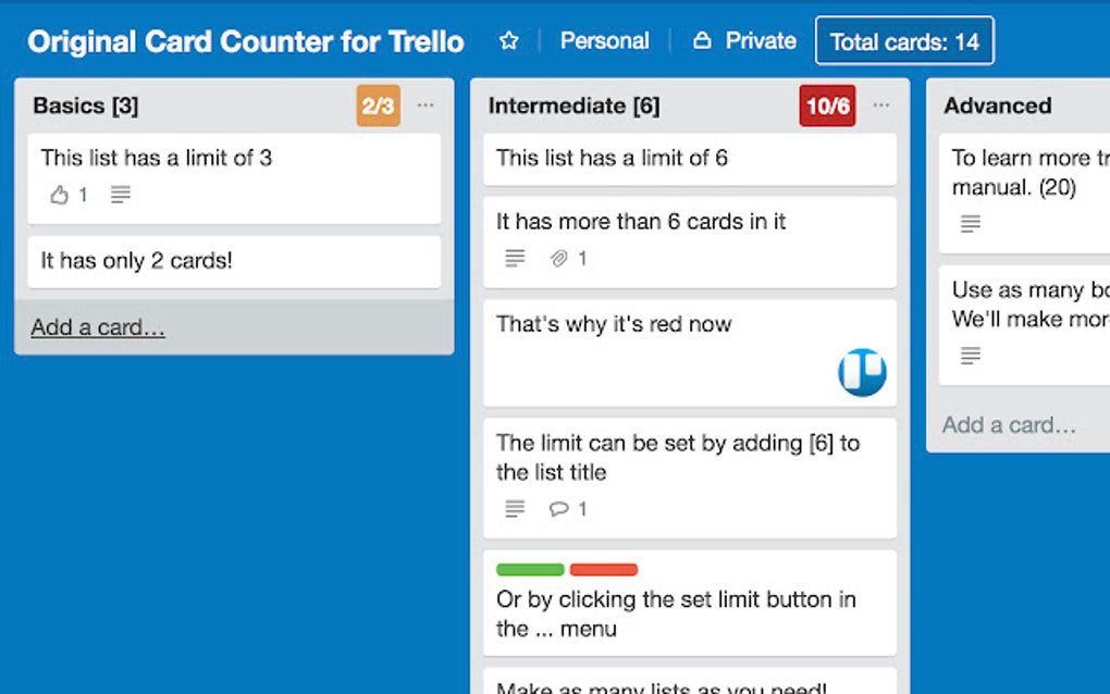 Original Card Counter for Trello for Google Chrome - Extension Download