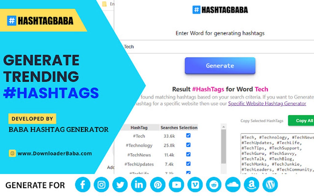 Baba Hashtag Generator for Google Chrome - Extension Download