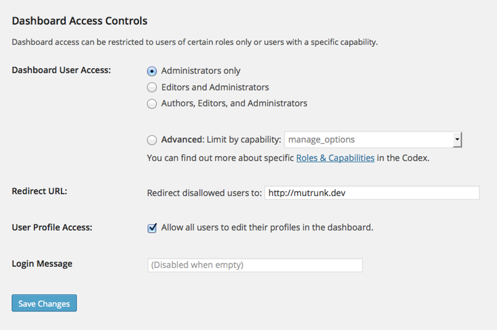 Remove Dashboard Access para WordPress - Descargar