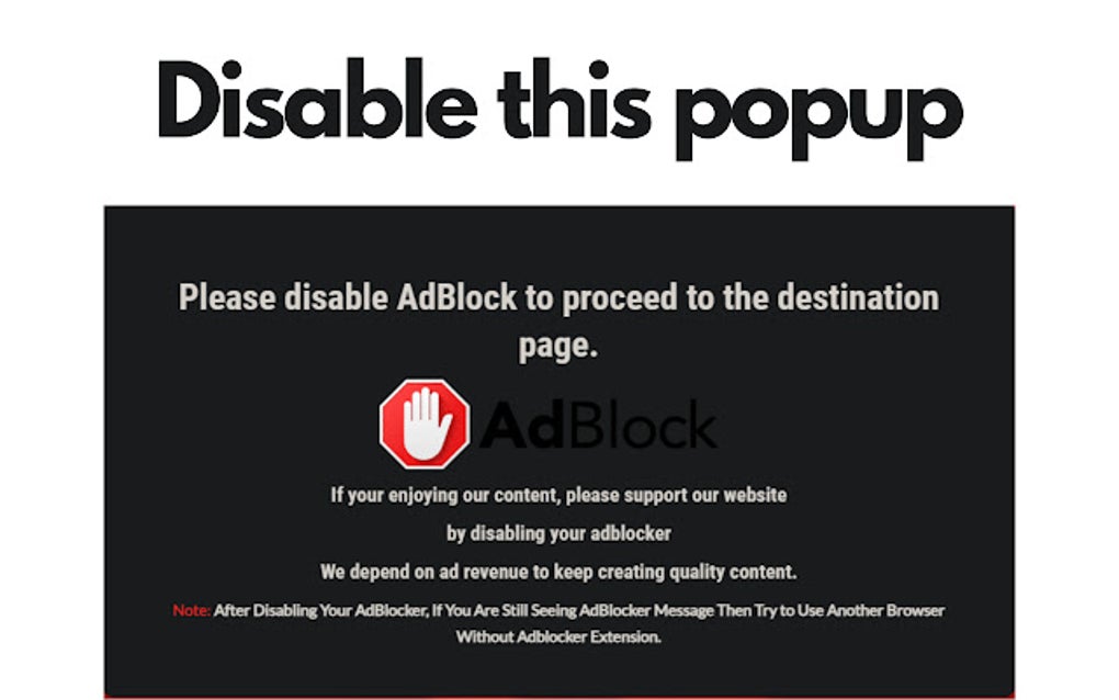 'disable adblock' popup remover for Google Chrome - Extension Download