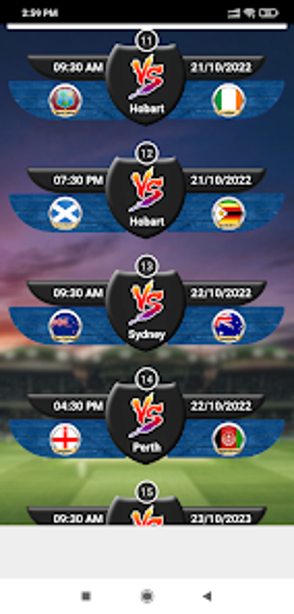 T20 World Cup 2022 Schedule pour Android - Télécharger