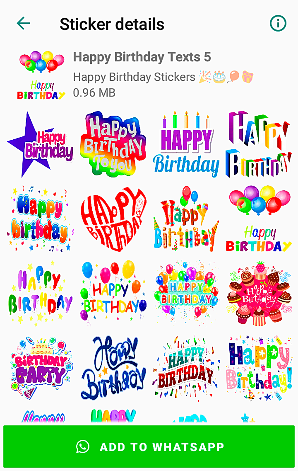 Android 용 Happy Birthday Stickers for WhatsApp - 다운로드
