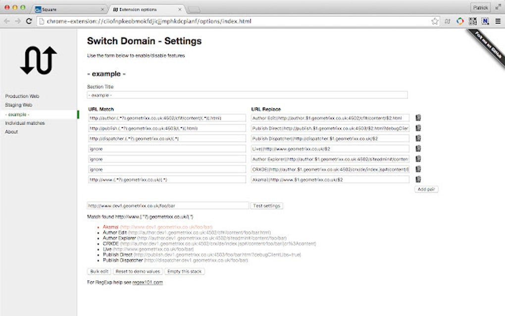 Switch Domain for Google Chrome - Extension Download