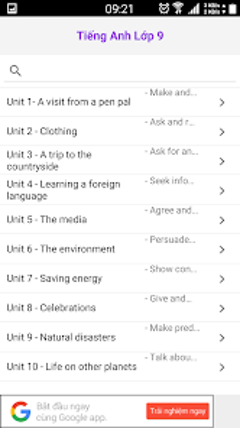 Tieng Anh Lop 9 - English 9 para Android - Descargar