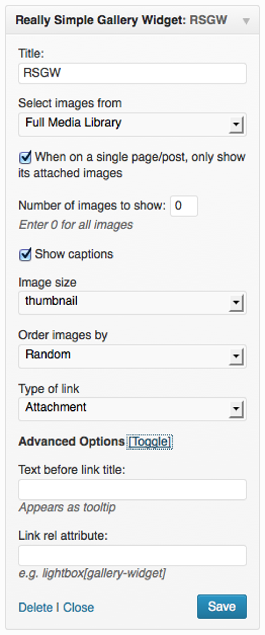 WordPress 용 Really Simple Gallery Widget - 다운로드