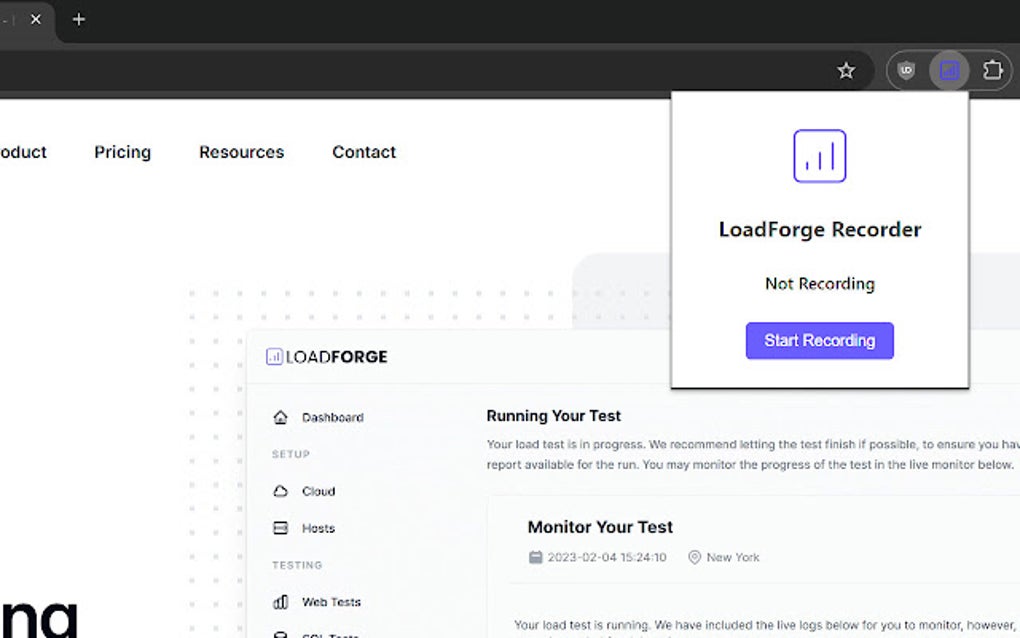 LoadForge Recorder สำหรับ Google Chrome - ส่วนขยาย ดาวน์โหลด