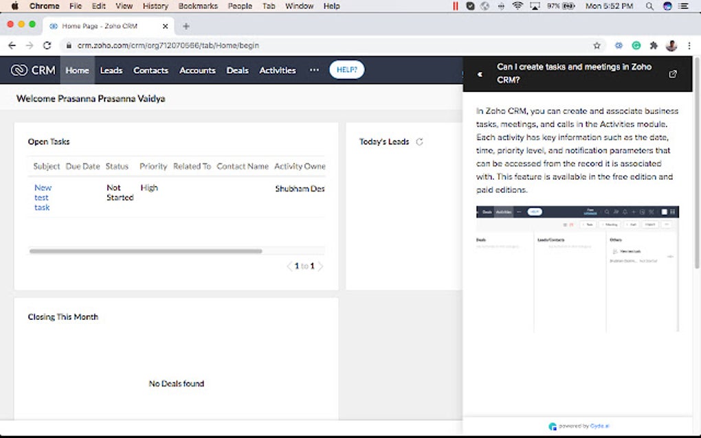 Gyde for Zoho CRM for Google Chrome - Extension Download