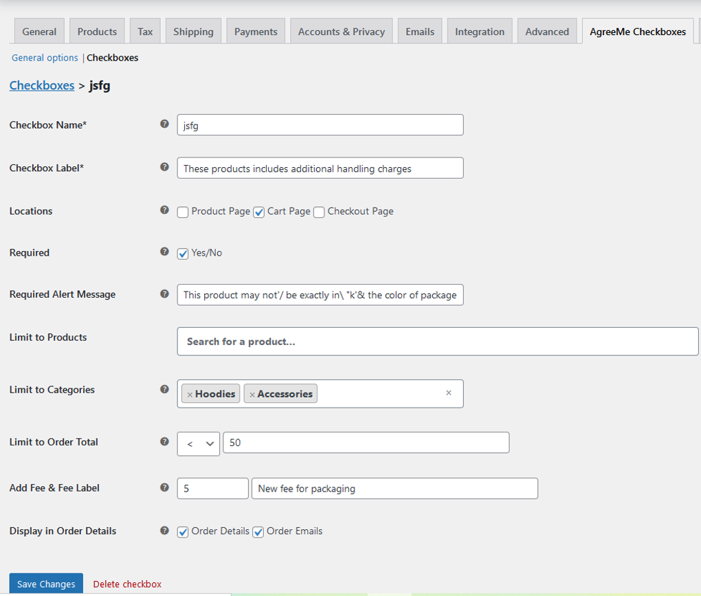 AgreeMe Checkboxes For WooCommerce for WordPress - Download