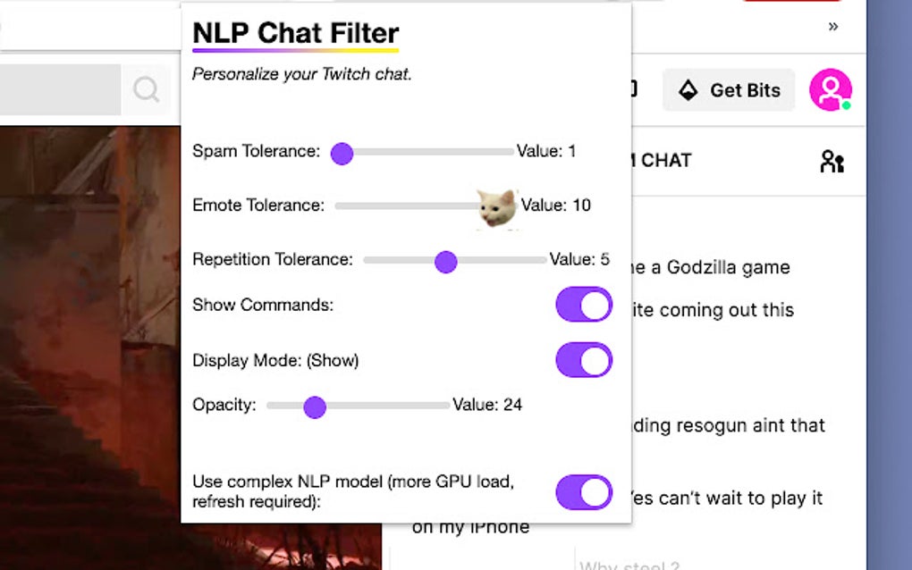 NLP Twitch Chat Filter para Google Chrome - Extensión Descargar