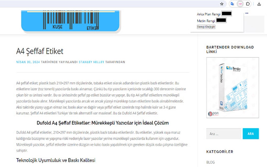 Kuşe Etiket App Google Chrome 용 - 확장 프로그램 다운로드