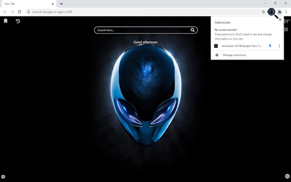 Alienware HD Wallpaper New Tab cho Google Chrome - Tiện ích mở rộng Tải về