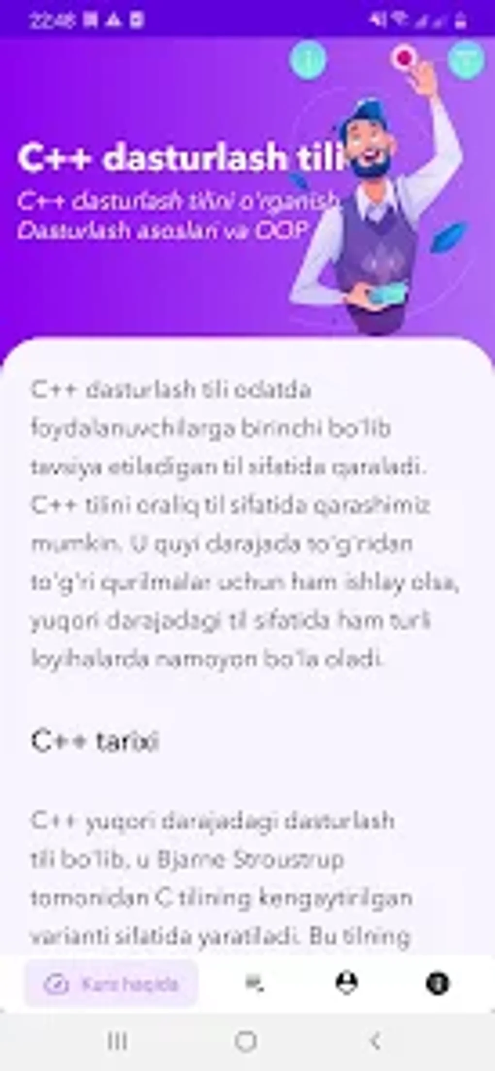 C dasturlash tili - Programm para Android - Descargar